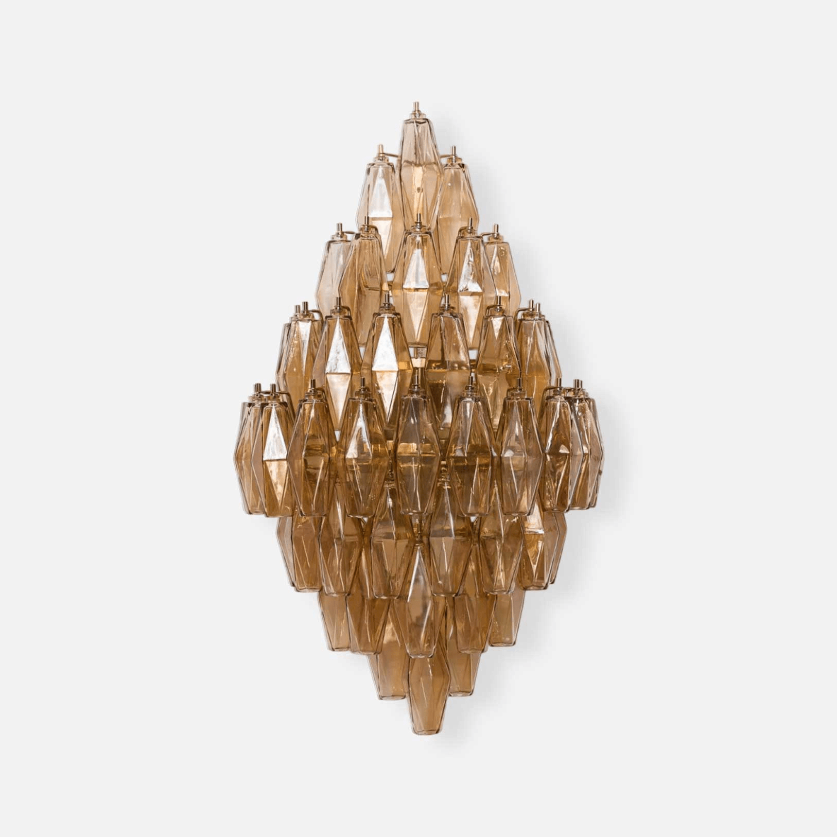 Wall Light Tiered Amber Polyhedron Glass Diamond Shape Vintage ...