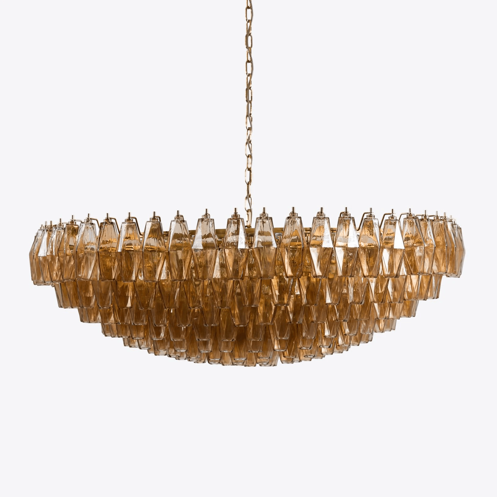 Chandelier Amber Glass Polyhedron Tiered Frame Warm Glow Dining ...