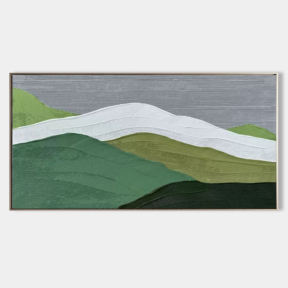 Layered Green White Landscape Textured Oil Painting Wall Art Living ...