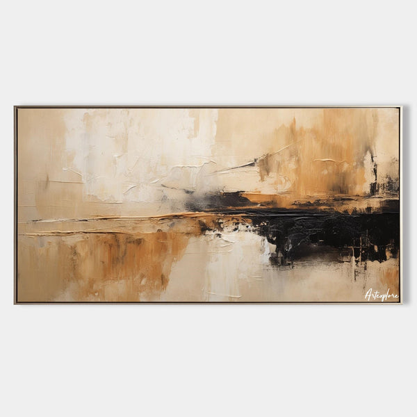 Earthy Abstract Landscape Reflection Painting Horizontal Modern Wall ...