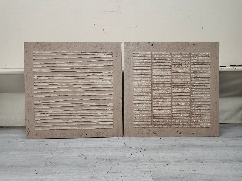 Textured Horizontal Linear Relief Painting Square Minimalist Modern ...