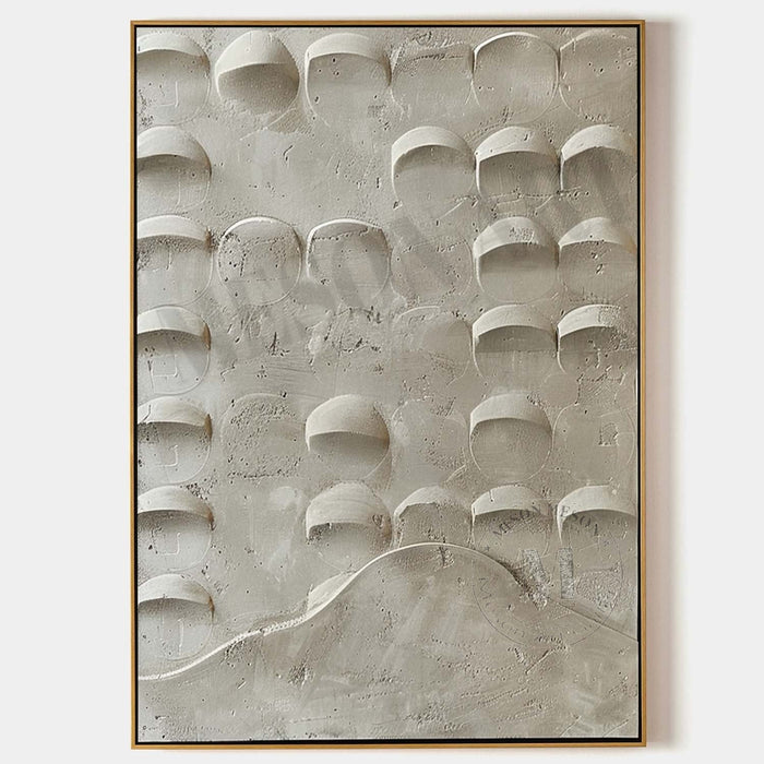 Concrete Texture Semi-Circular Relief Painting Vertical Modern Wall Art ...