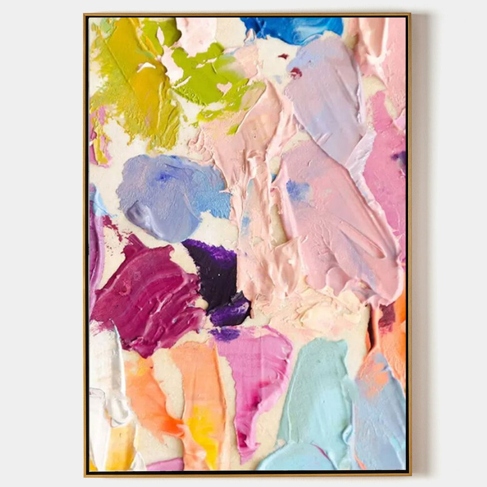 Vibrant Impasto Color Block Painting Bright Tonal Texture Wall Art ...