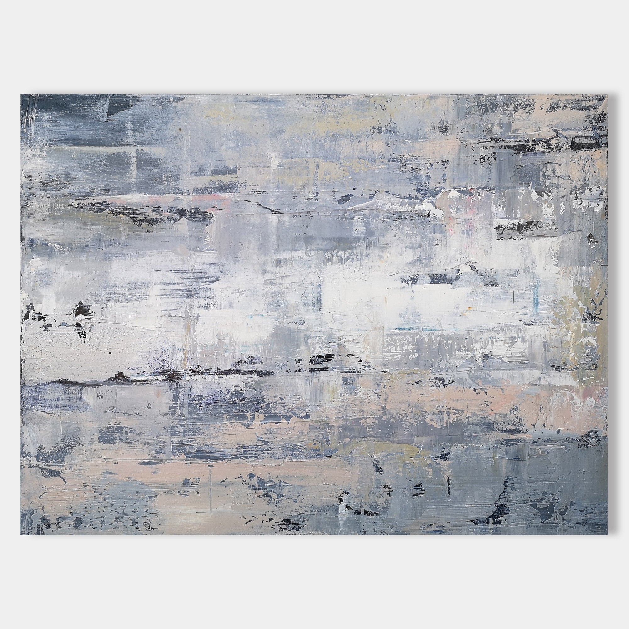 Soft Neutral Oil Painting Textured Hand Painted Horizontal Wall Art ...