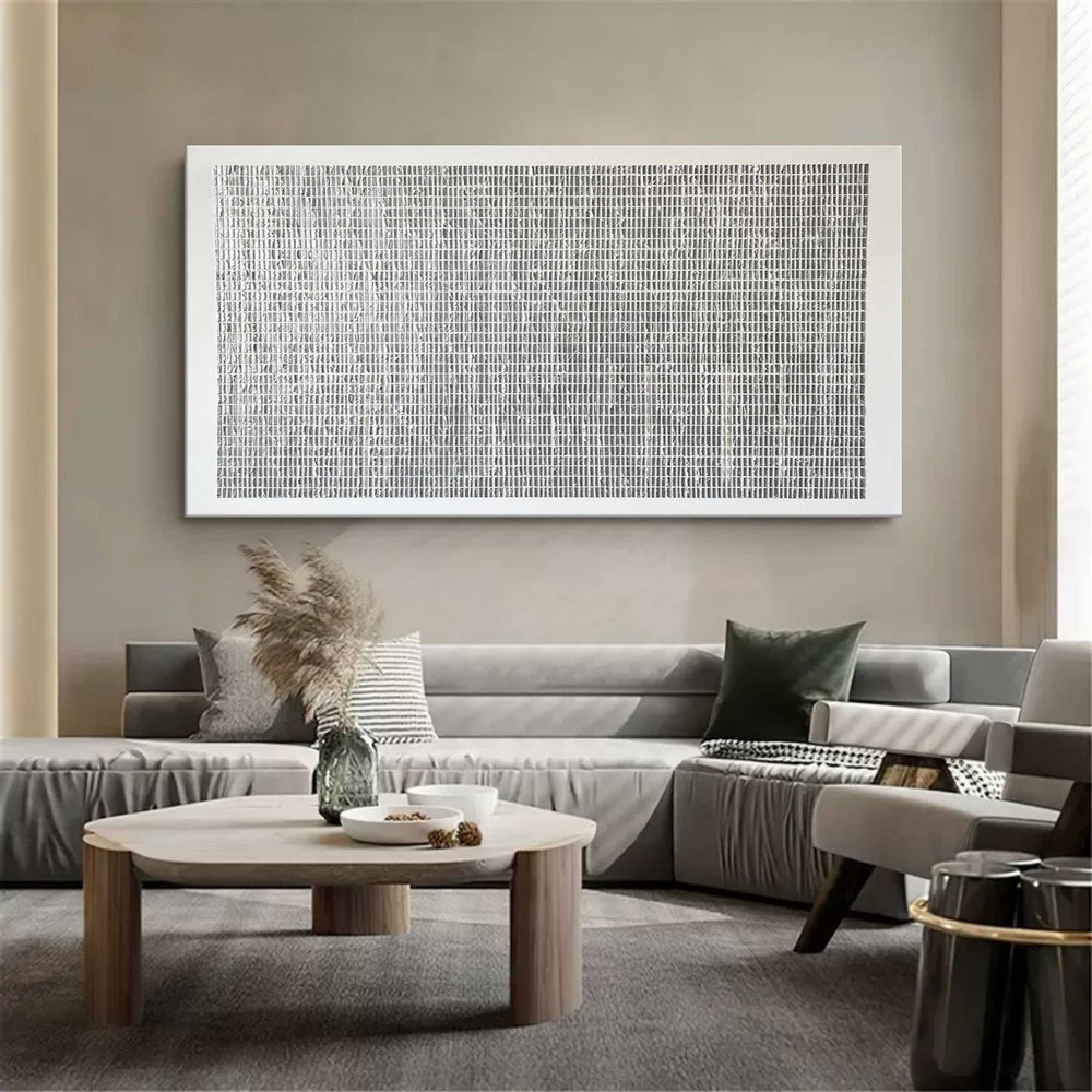 Minimalist 3D Textured Grid Painting Black And White Neutral Tone Wall ...
