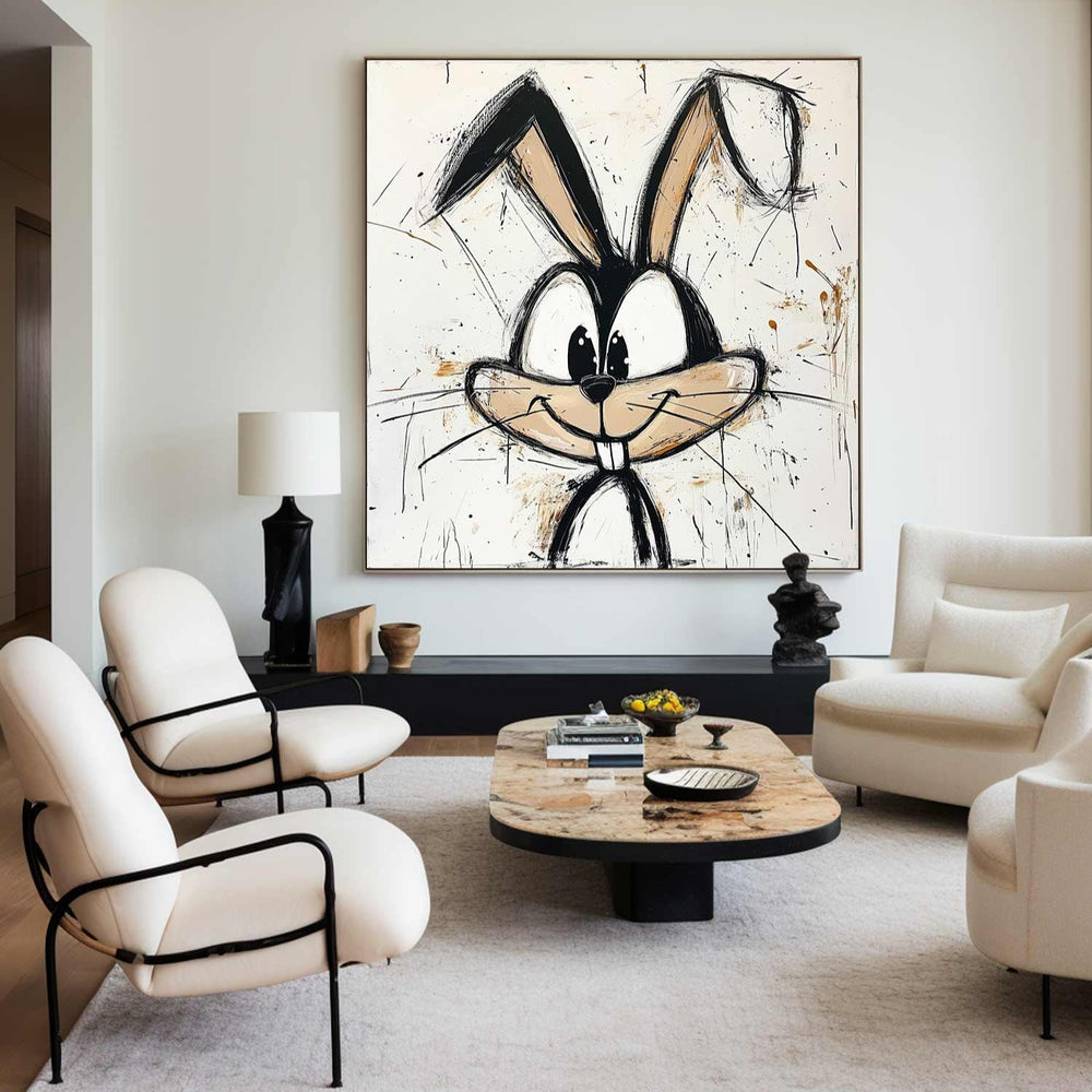 Abstract Expressionist Bugs Bunny Oil Painting Wall Decor | Neutralighting