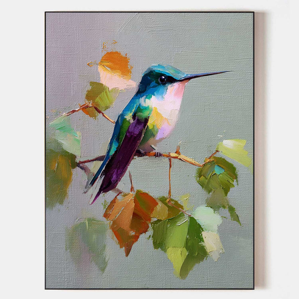 Impressionist Hummingbird Painting Vibrant Bird Modern Wall Art ...
