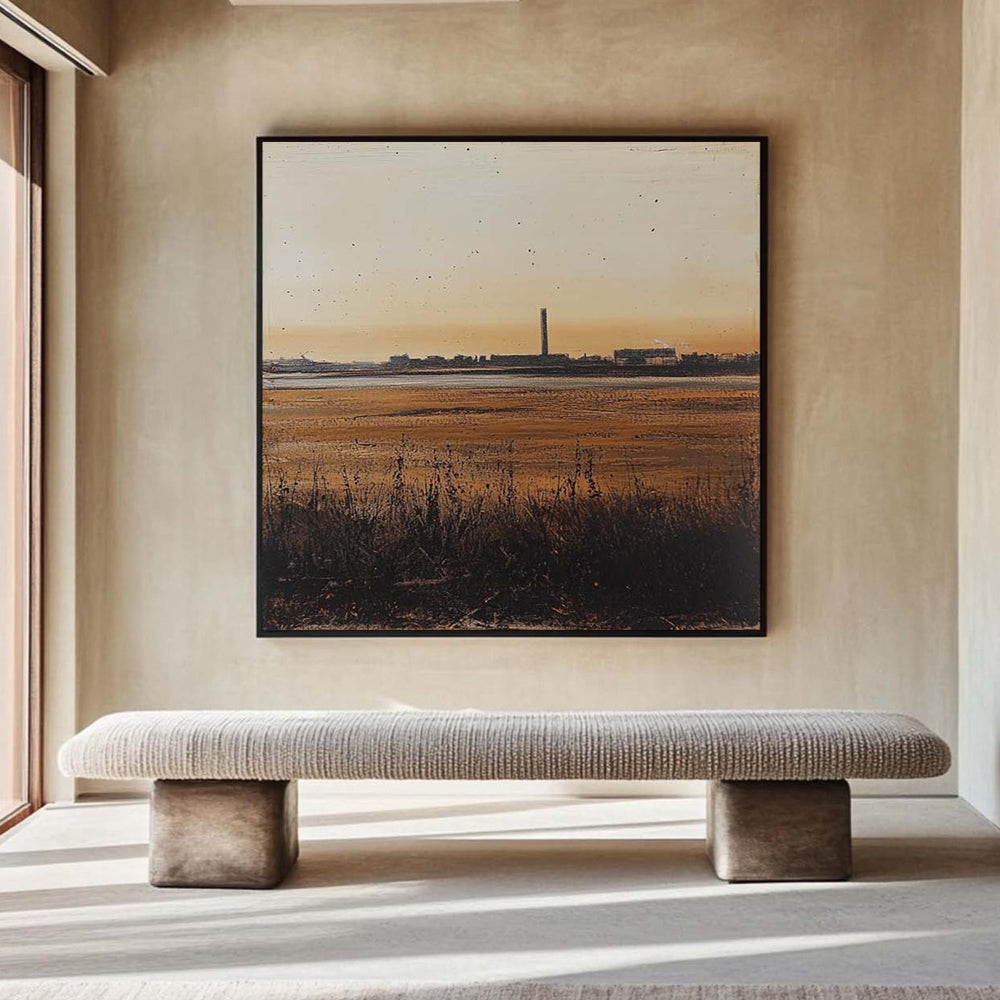 Moody Industrial Landscape Golden Hour Salt Marsh and Factory Oil ...