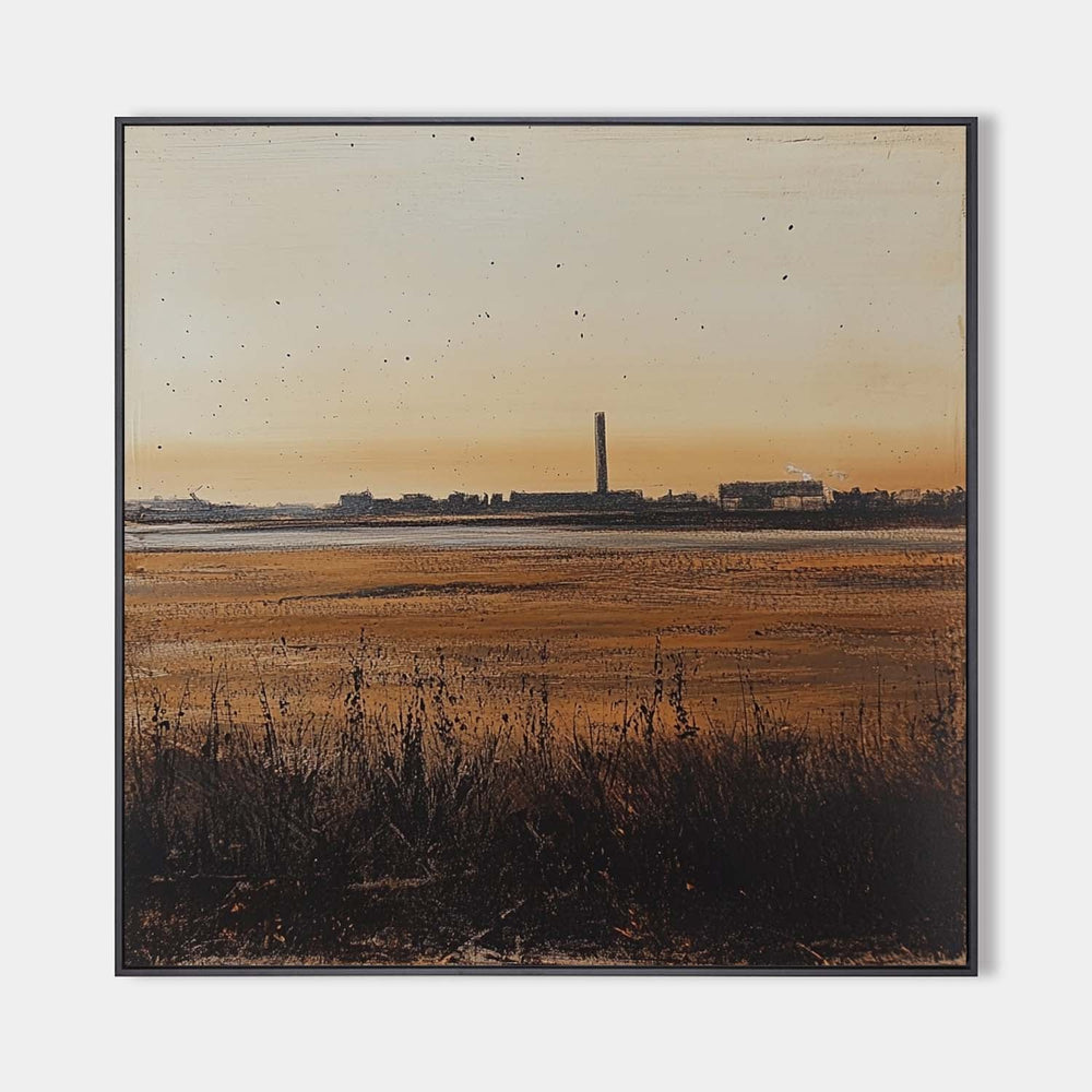 Moody Industrial Landscape Golden Hour Salt Marsh and Factory Oil ...