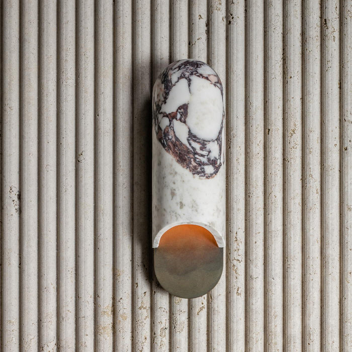Capsule Wall Lamp Yellow Travertine Marble Brass Living Room ...
