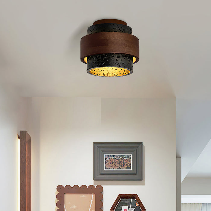 Balck Travertine Ceiling Light Wood Modern Bedrom |Neutralighting
