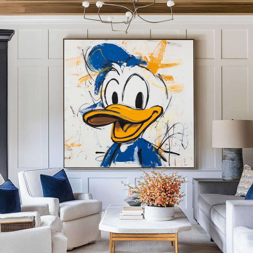 Abstract Expressionist Donald Duck Oil Painting Wall Decor | Neutralighting