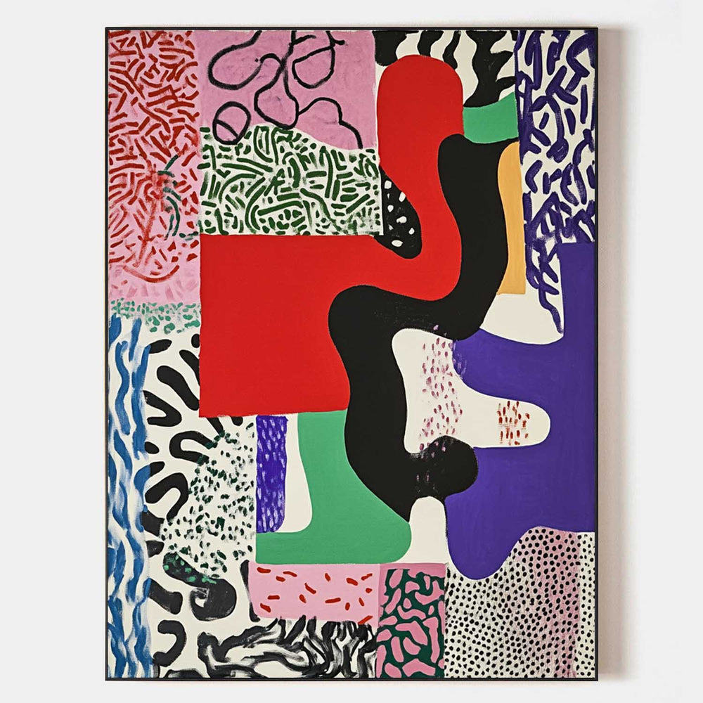 Vibrant Matisse-Inspired Cut-Out Mixed Pattern Oil Painting Wall Decor ...