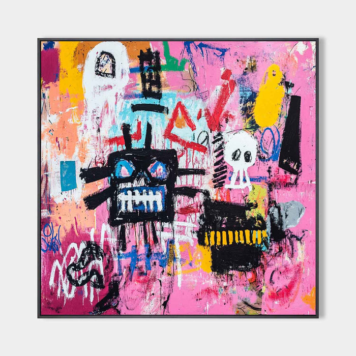 Pink Graffiti Abstract Expressionist Painting Bold Urban Art Wall Decor ...