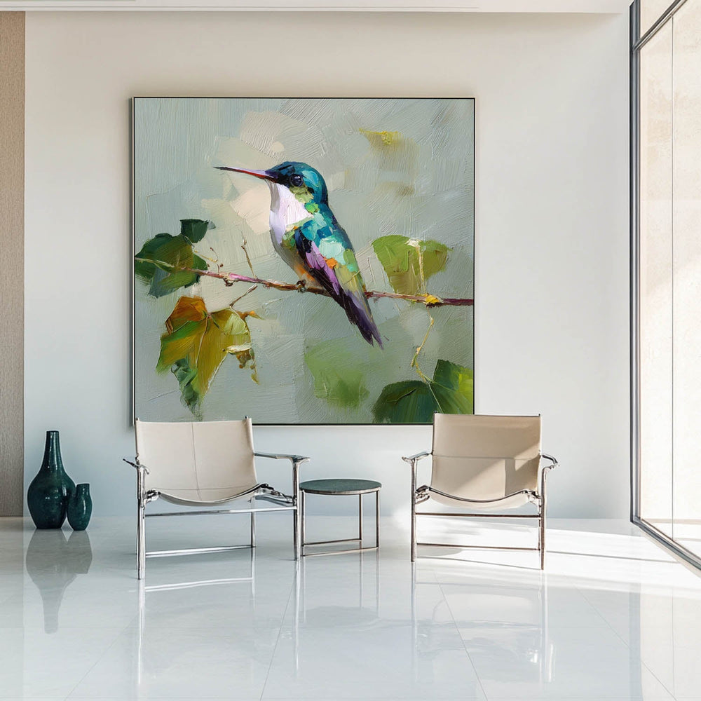 Impressionist Hummingbird Painting Textured Bird Modern Wall Art ...