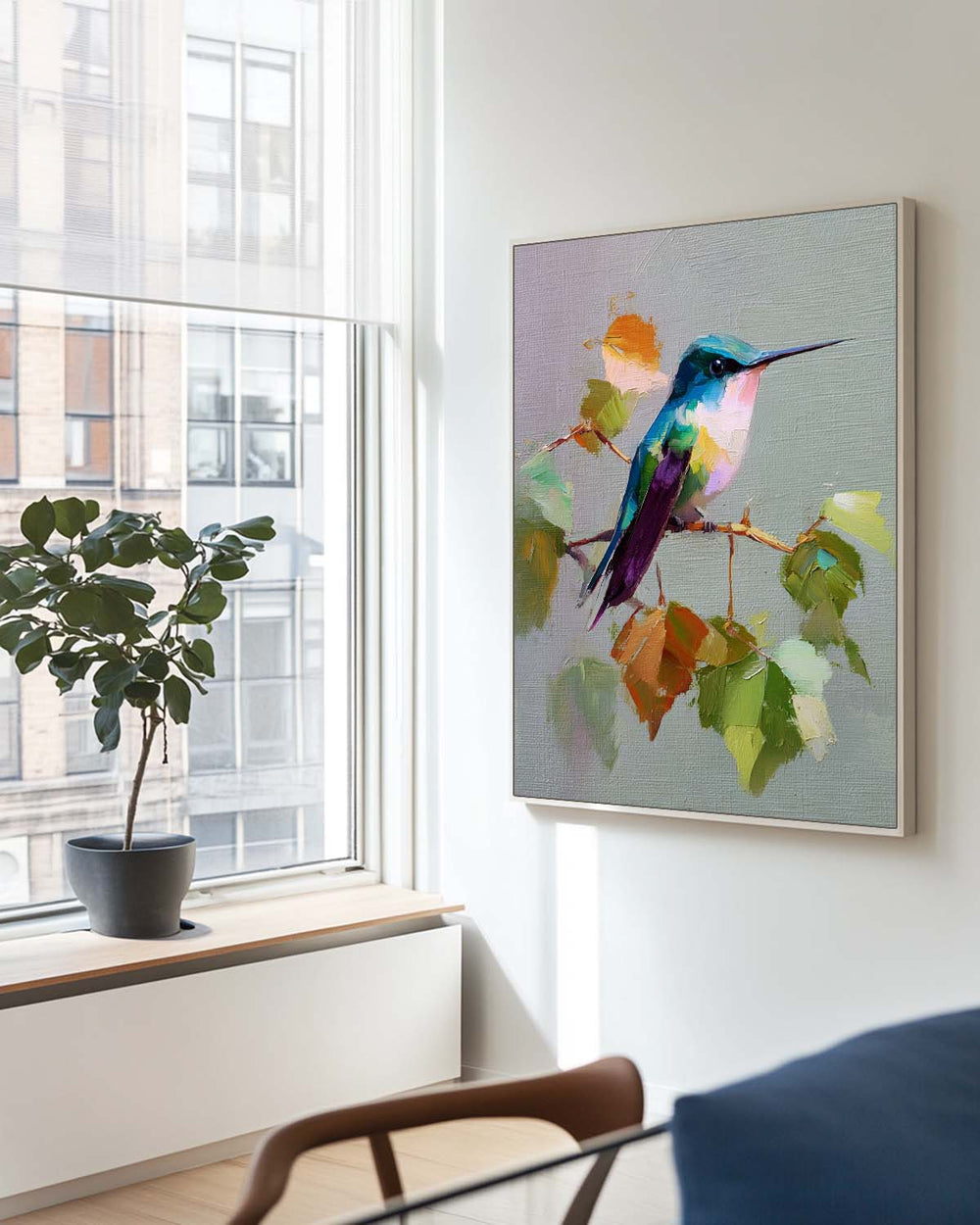 Impressionist Hummingbird Painting Vibrant Bird Modern Wall Art ...