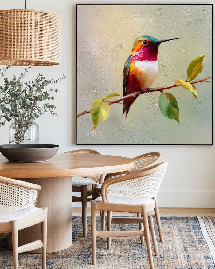 Vibrant Hummingbird Painting Impressionist Bird Modern Wall Art ...