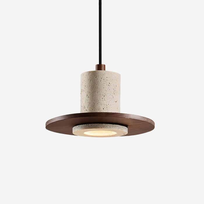 Pendant Light Top-hat Shape Travertine Cylindrical Wood For Dinning ...