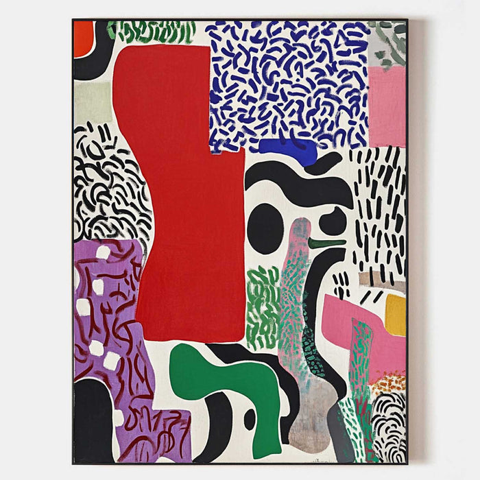 Bold Matisse-Inspired Cut-Out Mixed Pattern Abstract Oil Painting Wall ...
