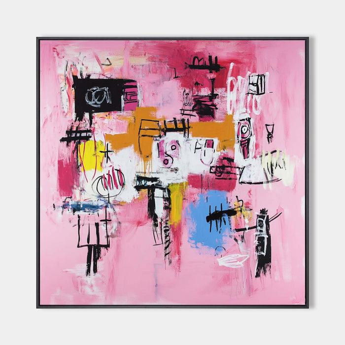 Pink Abstract Expressionist Painting Bold Urban Graffiti Style Wall Art ...