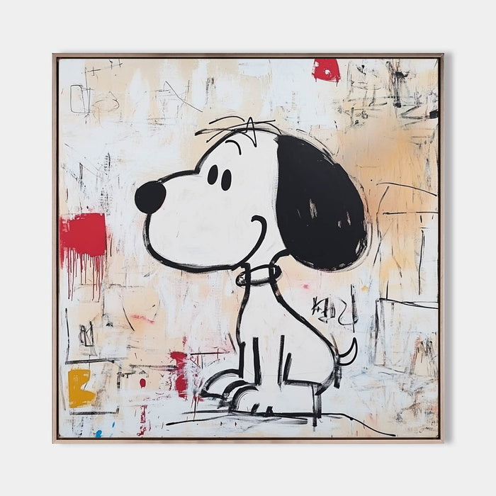 Abstract Expressionist Snoopy Painting With Textured Neutral Background ...