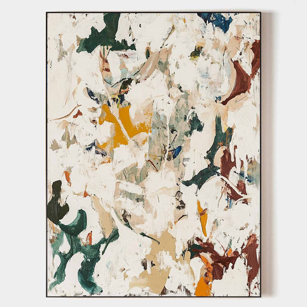 Neutral Abstract Oil Painting Textured Organic Shape Wall Art ...