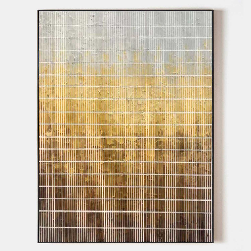 Minimalist Vertical Grid Gradient Warm Gold Neutral Oil Painting Wall ...