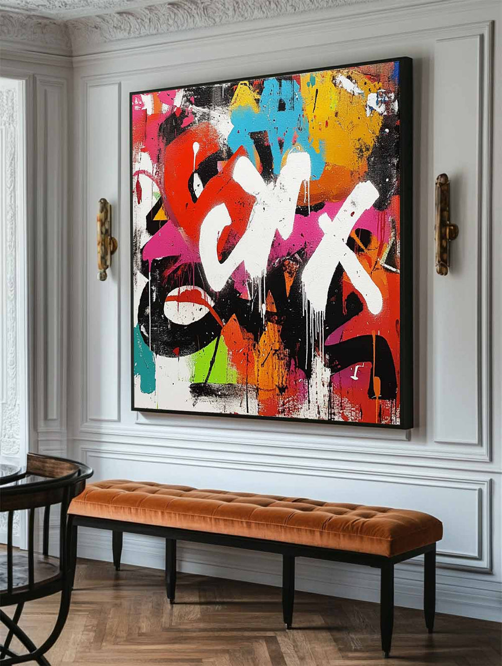 Vibrant Graffiti-Inspired Abstract Expressionist Drip Art Oil Painting ...