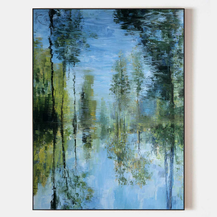 Monet-Style River Reflection Painting Impressionist Landscape Wall Art ...