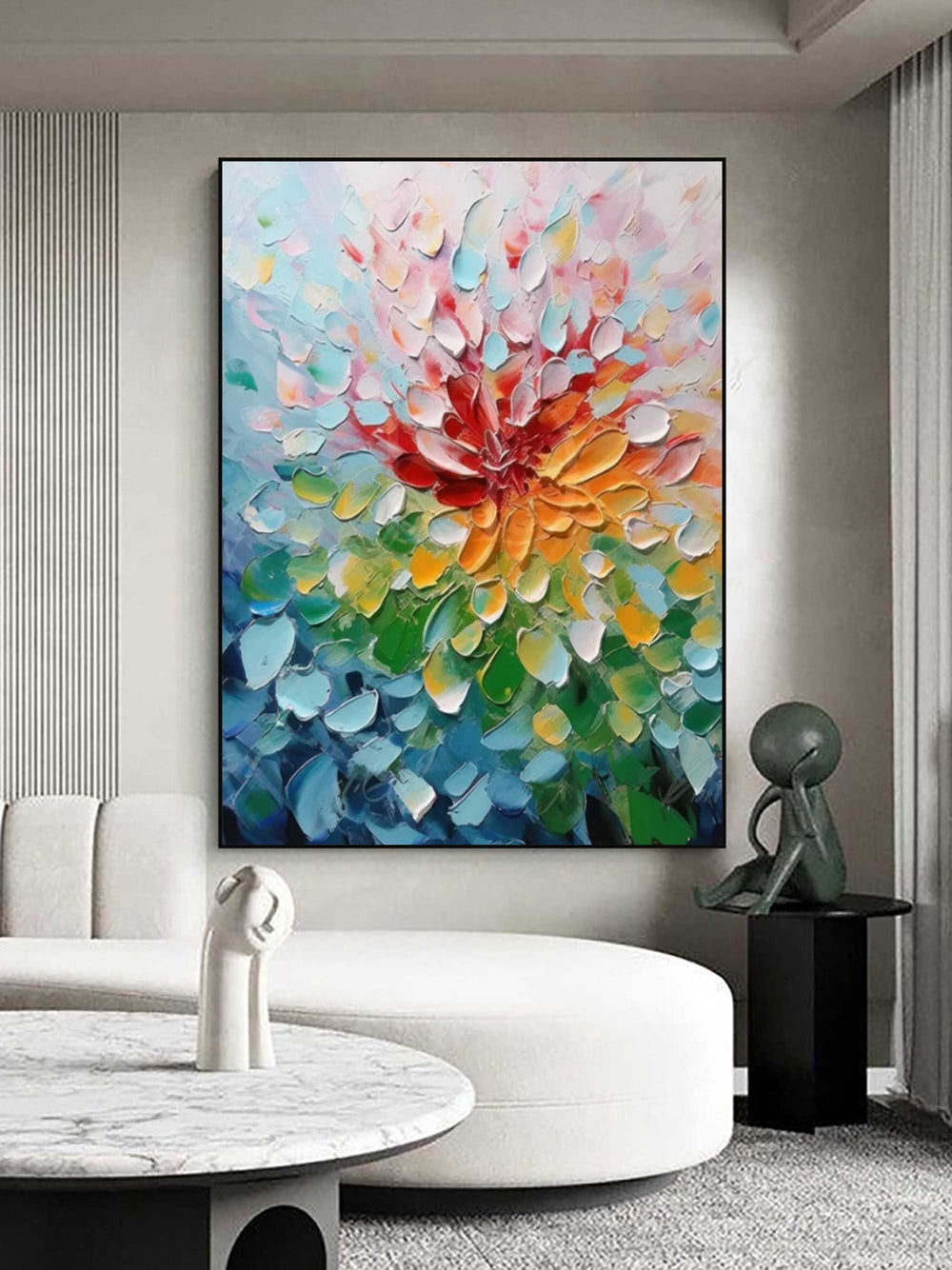 Vibrant Floral Impasto Painting Textured Blooming Flower Wall Art ...