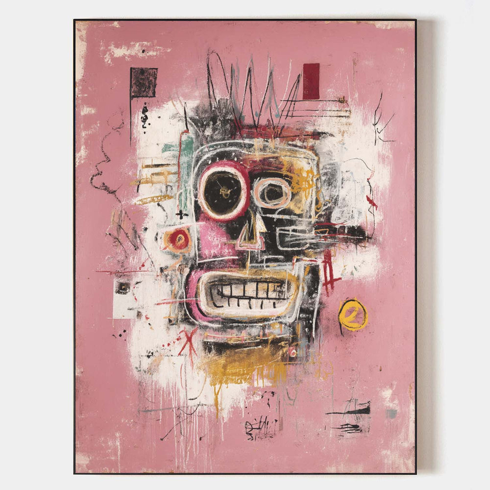 Pink Abstract Expressionist Face Painting Urban Graffiti Wall Art ...