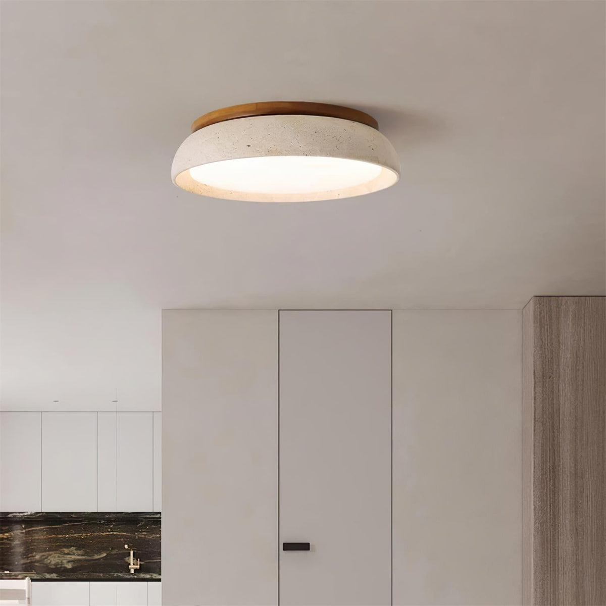 Ceiling Light Warm White Wood Travertine Living Room | Neutralighting