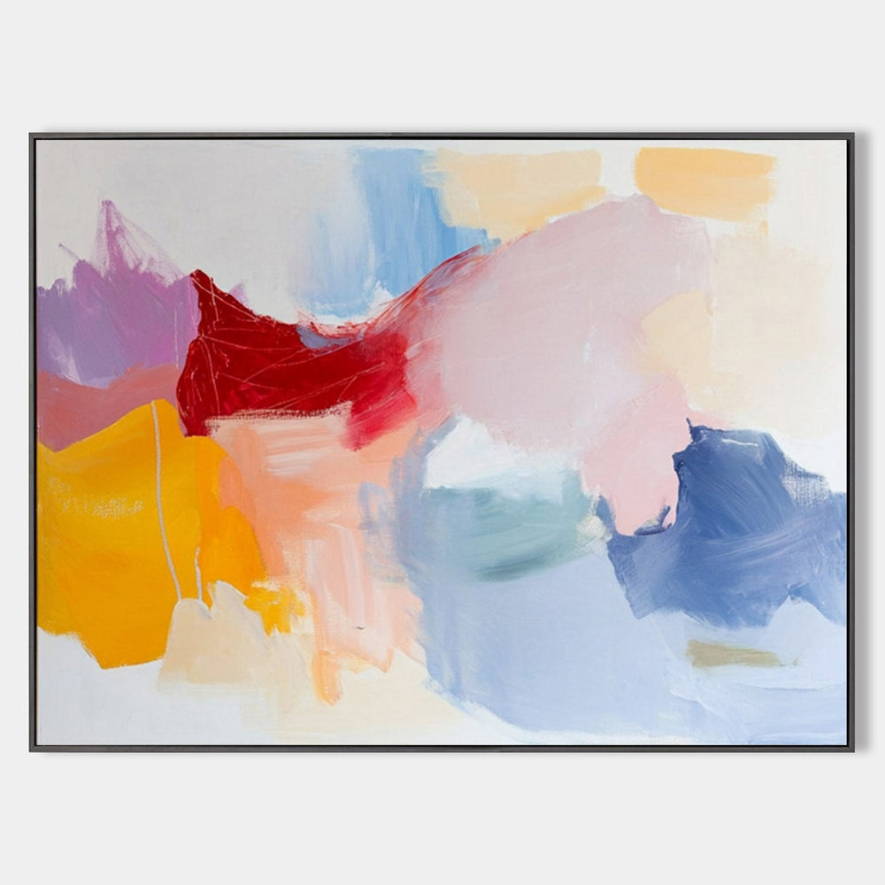 Vibrant Color Block Abstract Expressionist Painting Yellow Blue Tones ...