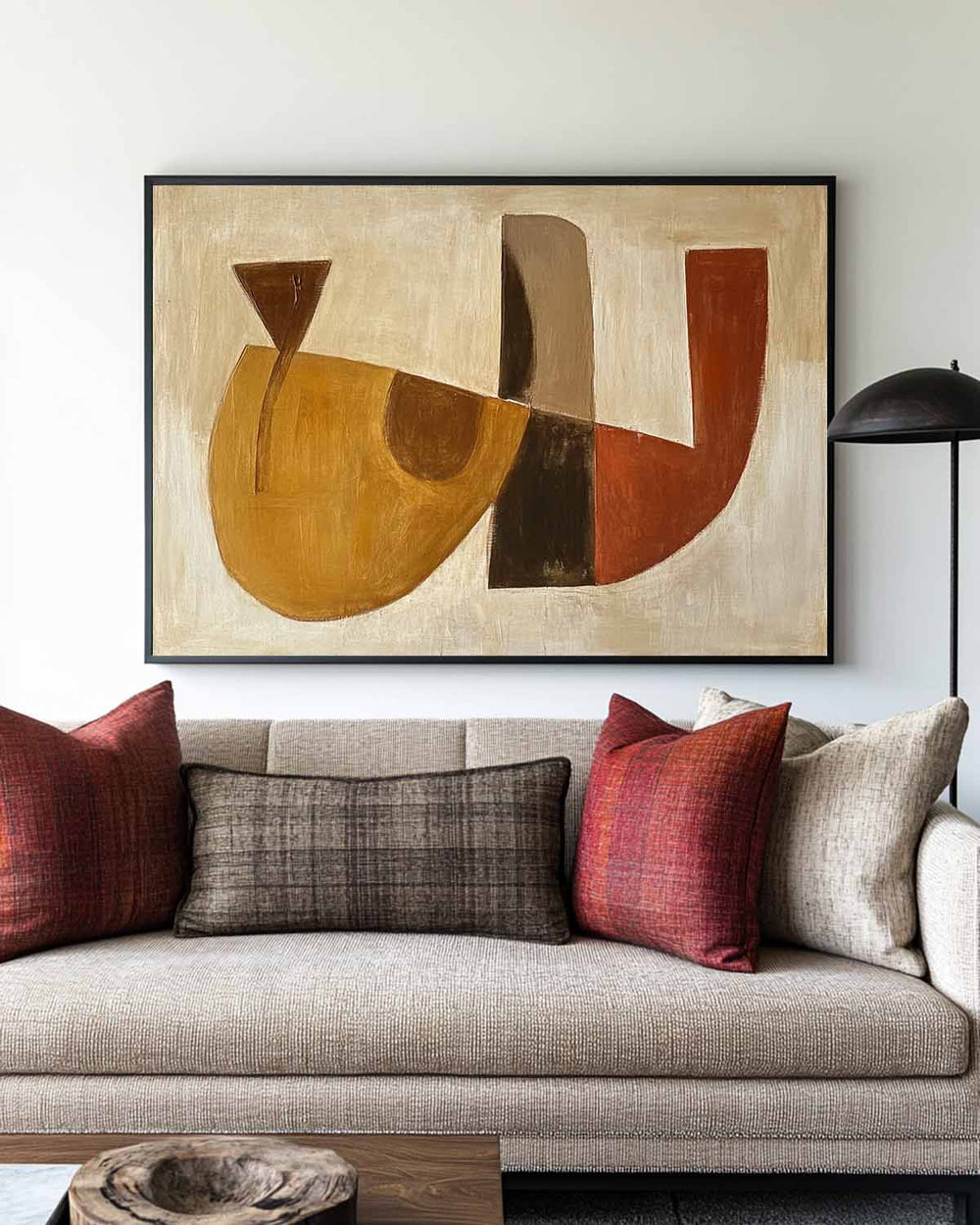 Warm-Toned Organic Abstract Mid-Century Modern Oil Painting Wall Decor ...