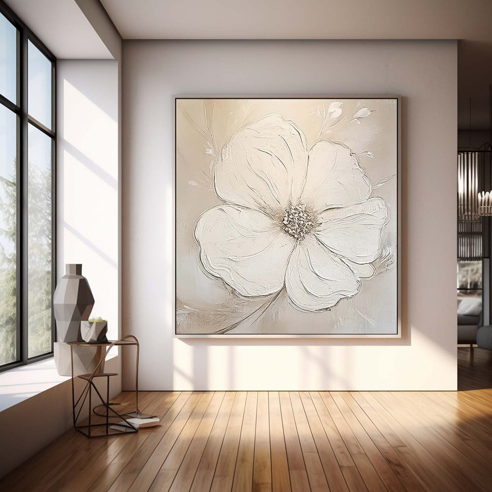 Textured Neutral Floral Painting Serene Wall Art Minimalist Calming ...