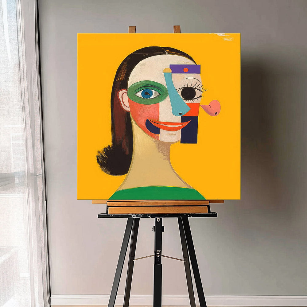Neo-Cubist Geometric Fragmented Portrait Floating Nose Detail Oil ...