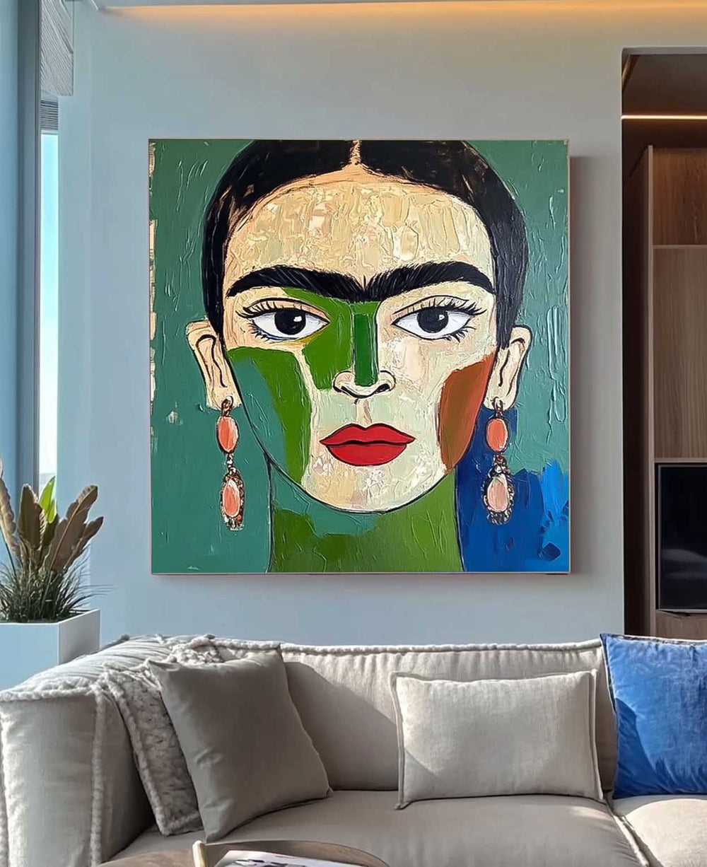 Modern Frida Kahlo Portrait Oil Painting Wall Decor for Living Room ...