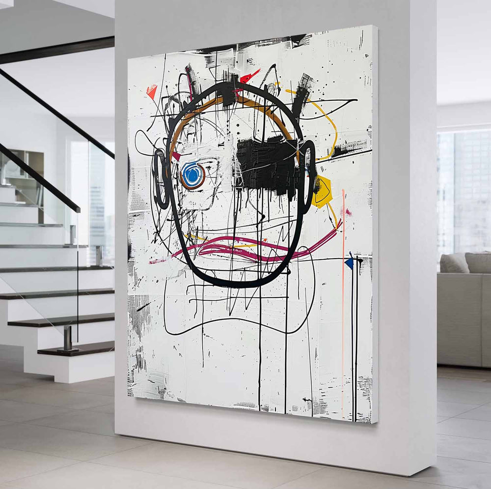 Expressive Graffiti Portrait Oil Painting Bold Line Edgy Wall Decor ...
