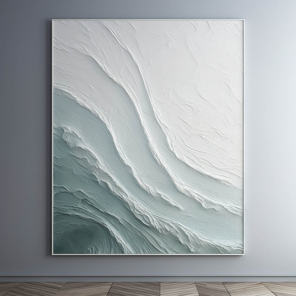 Large Wave Texture Painting Light Blue Oil Painting Wall Art ...