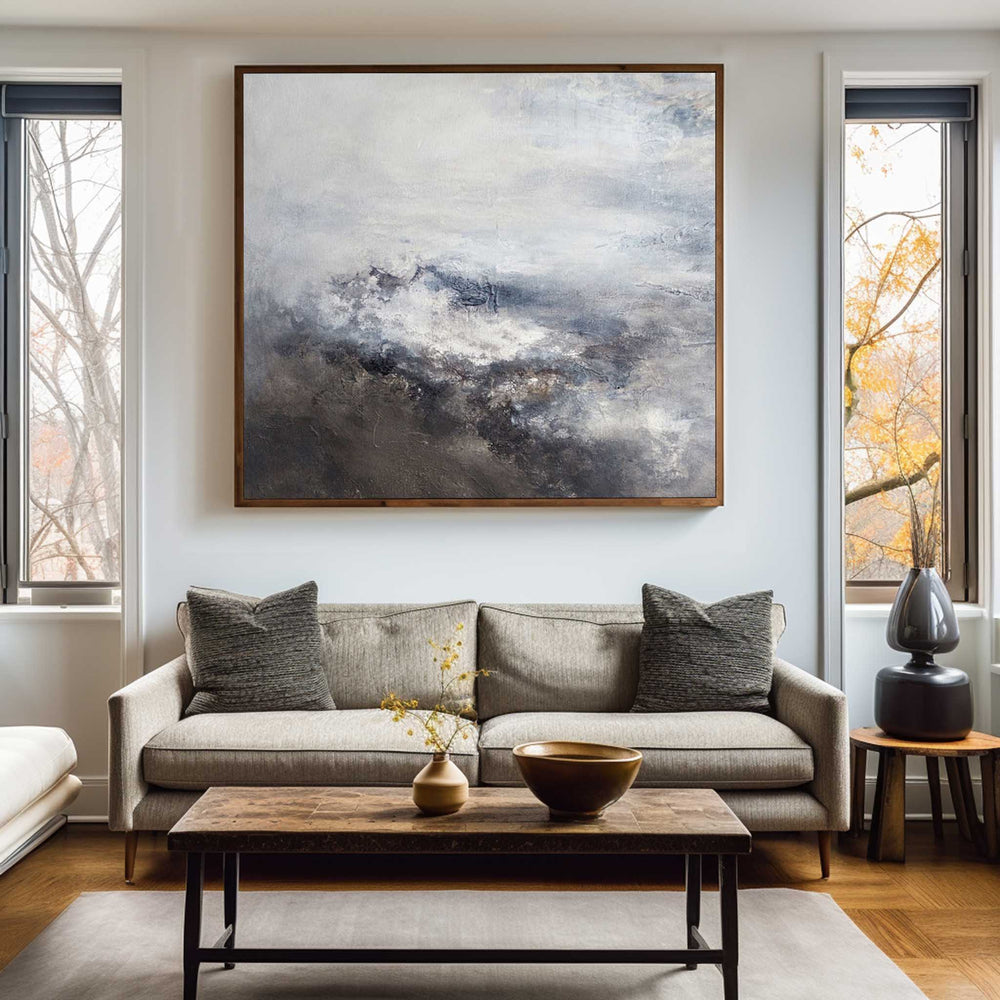 Neutral Abstract Landscape Oil Painting Hand Painted Square Wall Art ...