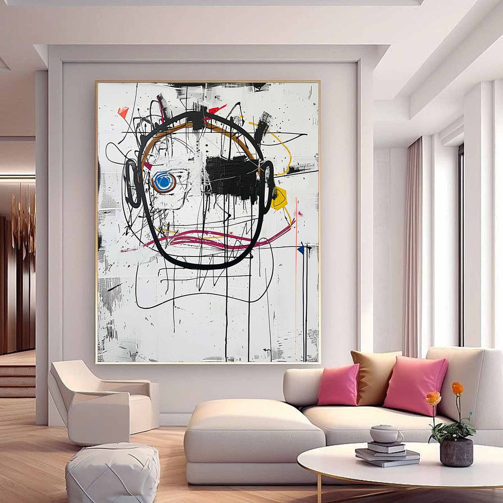 Expressive Graffiti Portrait Oil Painting Bold Line Edgy Wall Decor ...
