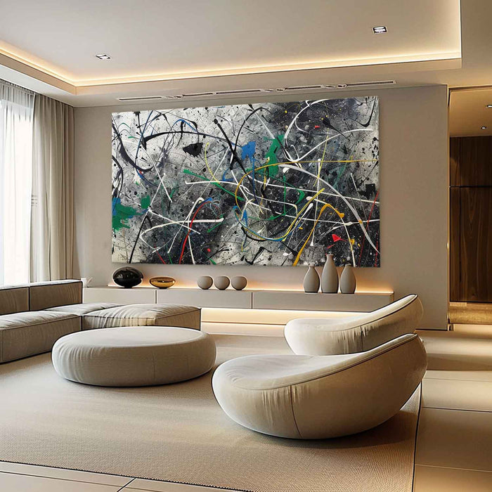 Textured Splatter Oil Painting Dynamic Strokes Modern Vibrant Wall ...