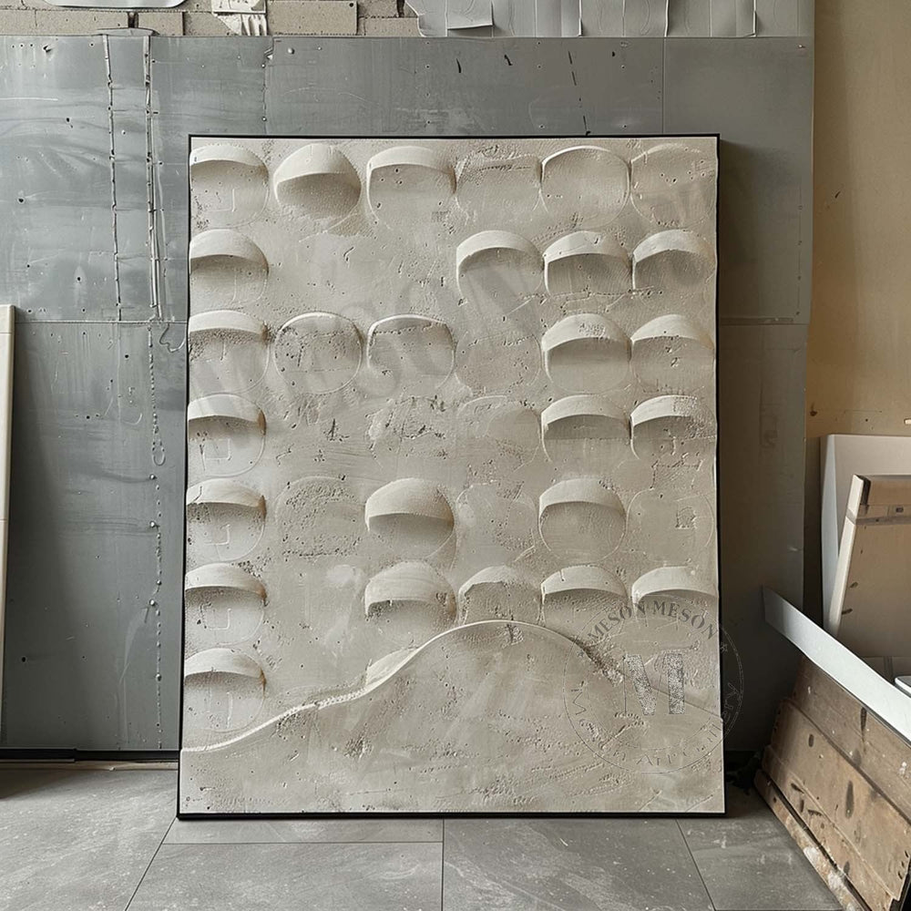 Concrete Texture Semi-Circular Relief Painting Vertical Modern Wall Art ...