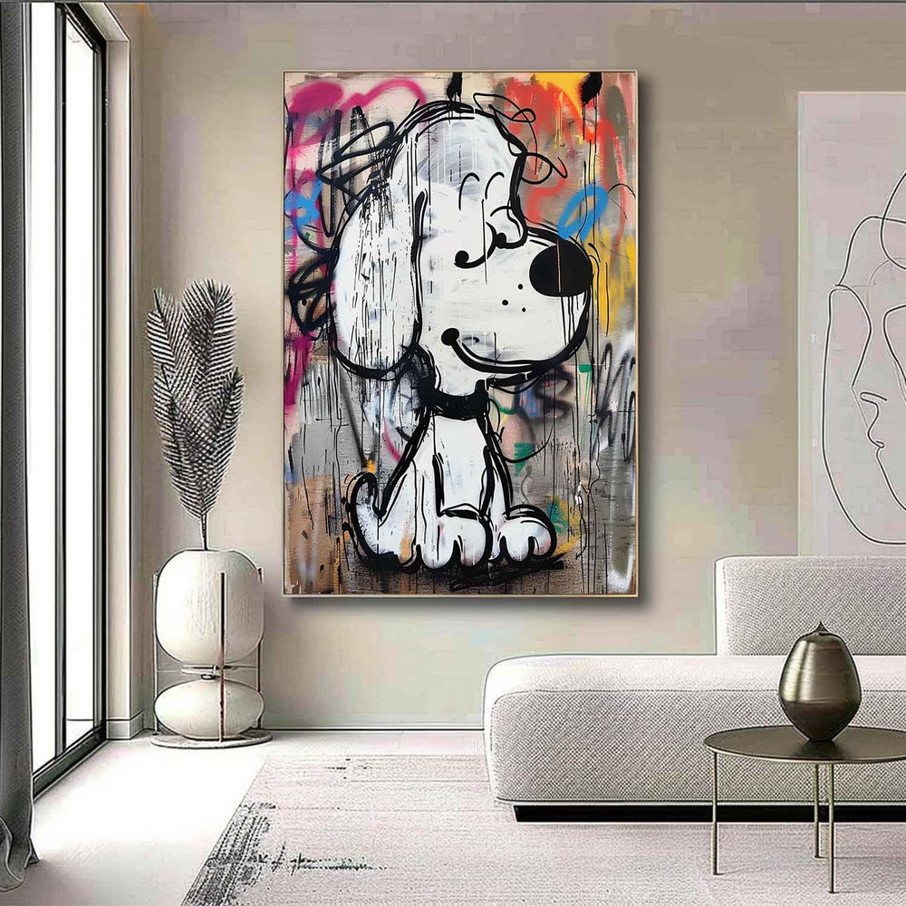 Pop Art Graffiti Style Snoopy Painting Vertical Modern Wall Art ...