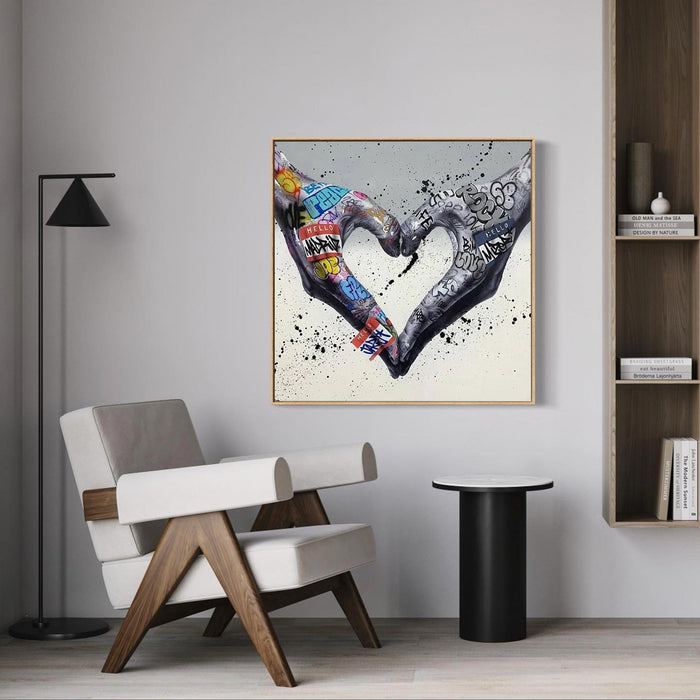 Graffiti Heart Hands Pop Art Painting Modern Urban Love Wall Decor ...