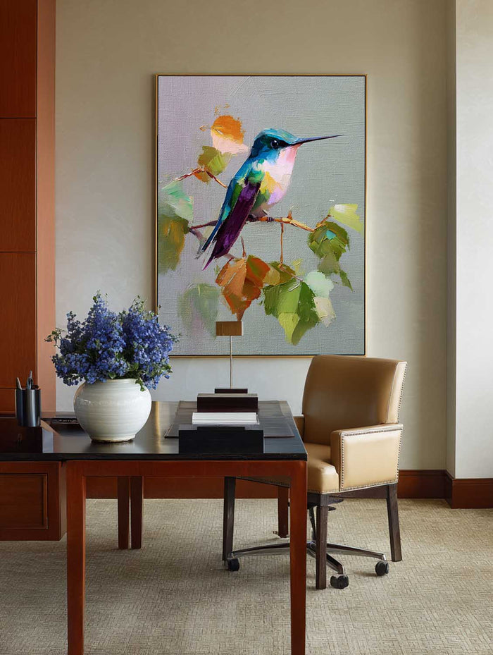 Impressionist Hummingbird Painting Vibrant Bird Modern Wall Art ...